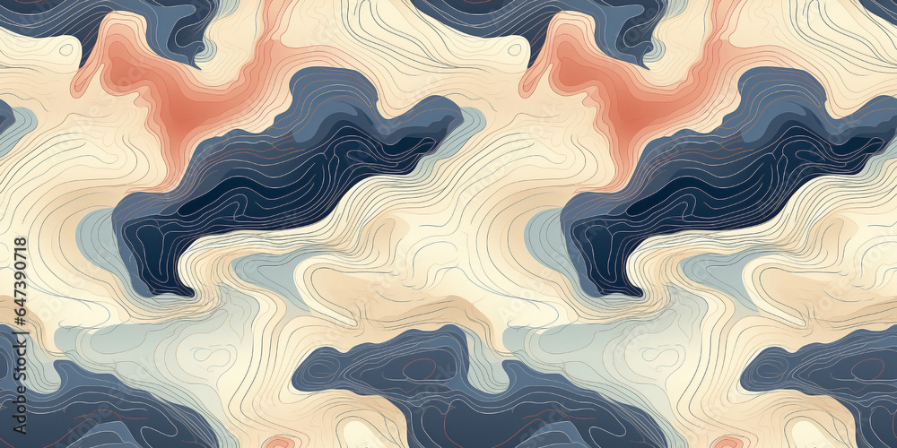 Color topographic map with a repeating seamless pattern. Abstract ...