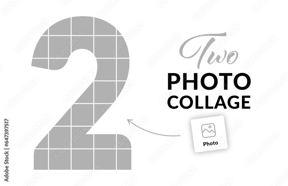 2 photo collage. Number two picture collage concept. Second birthday or ...