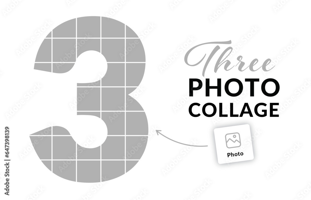 3 photo collage. Number three picture collage concept. Third birthday ...