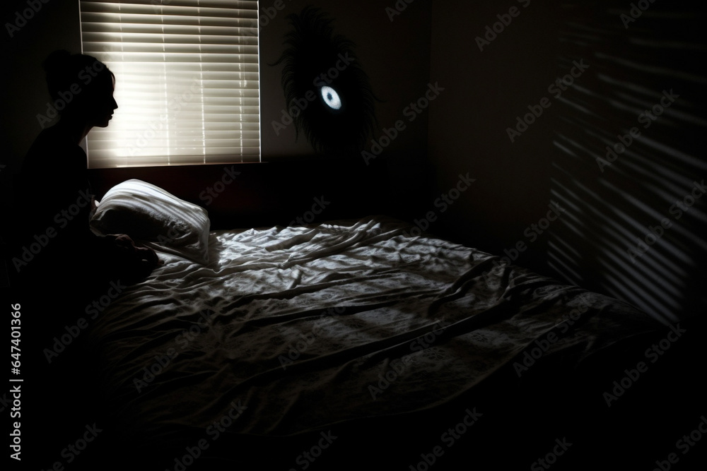 Horror, insomnia, states of mind, nightmares concept. Evil shadow ...