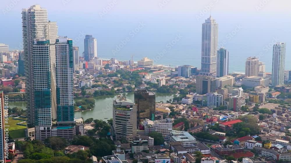 Aerial footage of "Colombo" City, Sri Lanka showcases the city's iconic ...