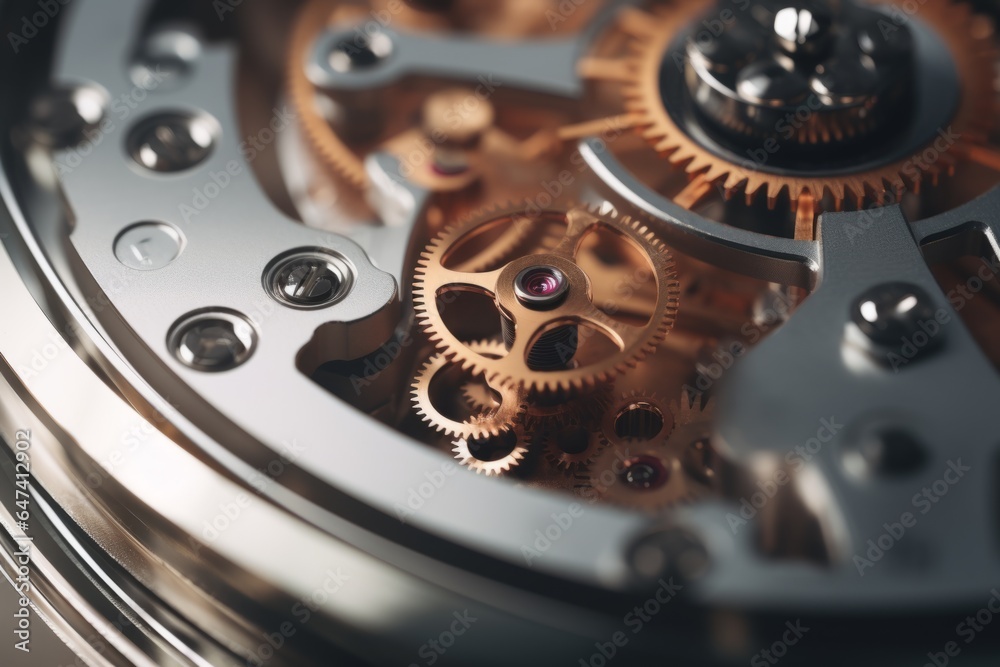 Reliable industrial mechanical gears macro cogs inside clock in motion ...