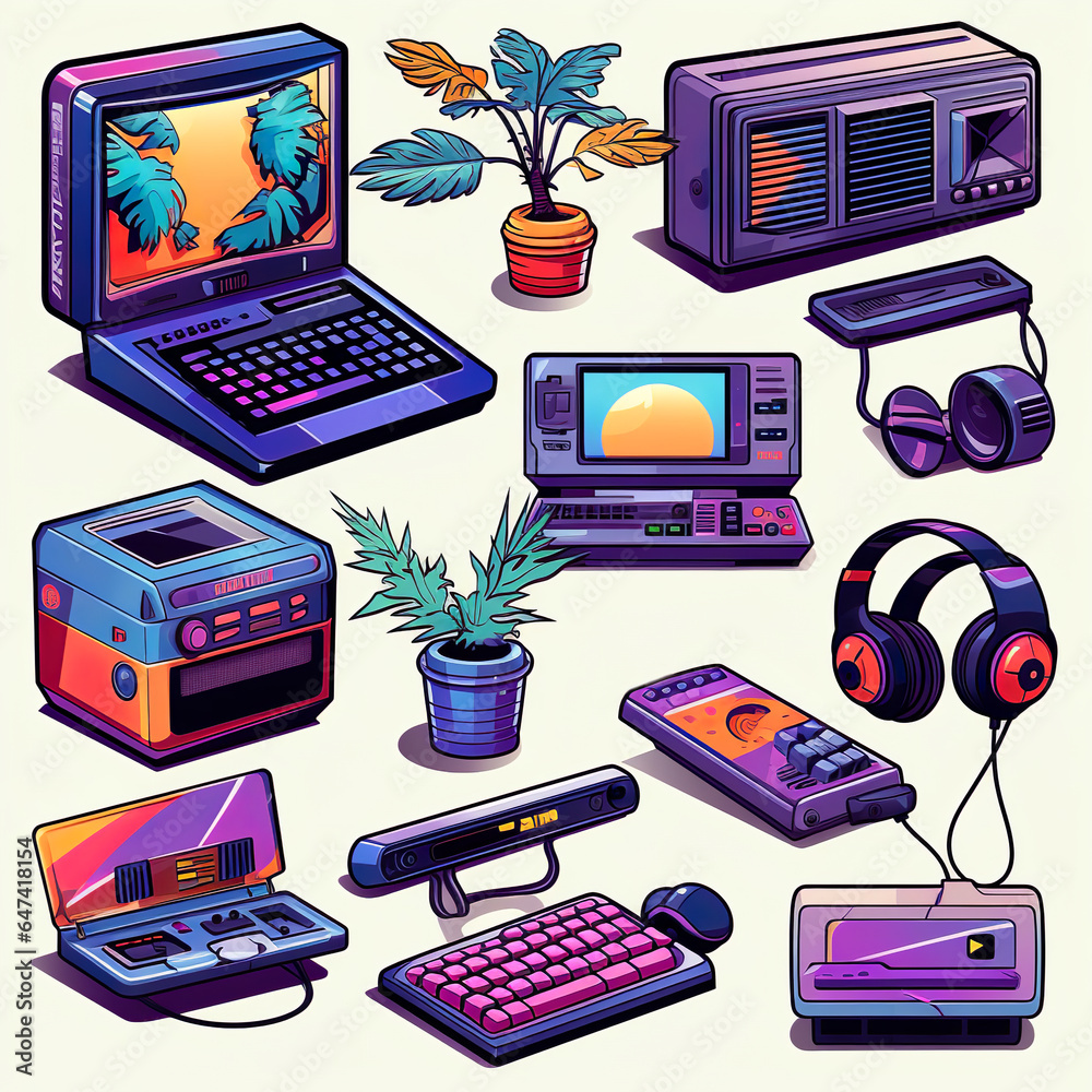 Nostalgia computer aesthetic sticker pack. Isolated Patch badges with ...