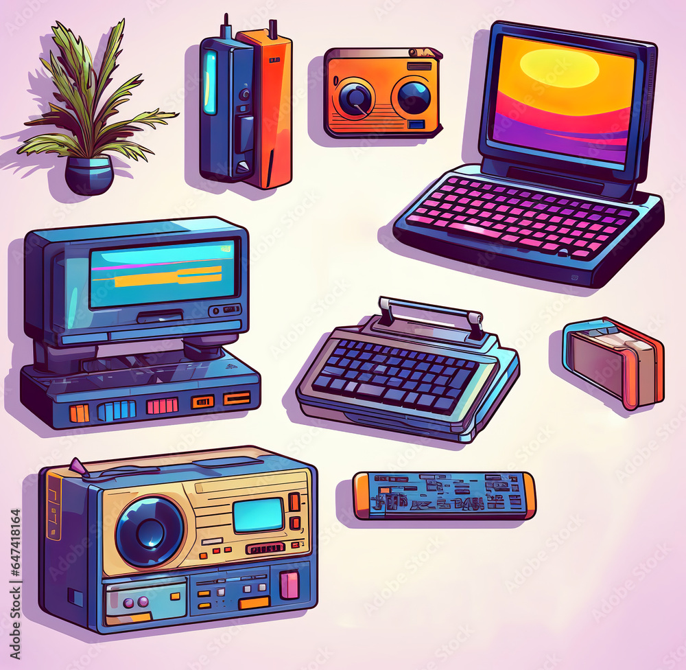 Nostalgia computer aesthetic sticker pack. Isolated Patch badges with ...
