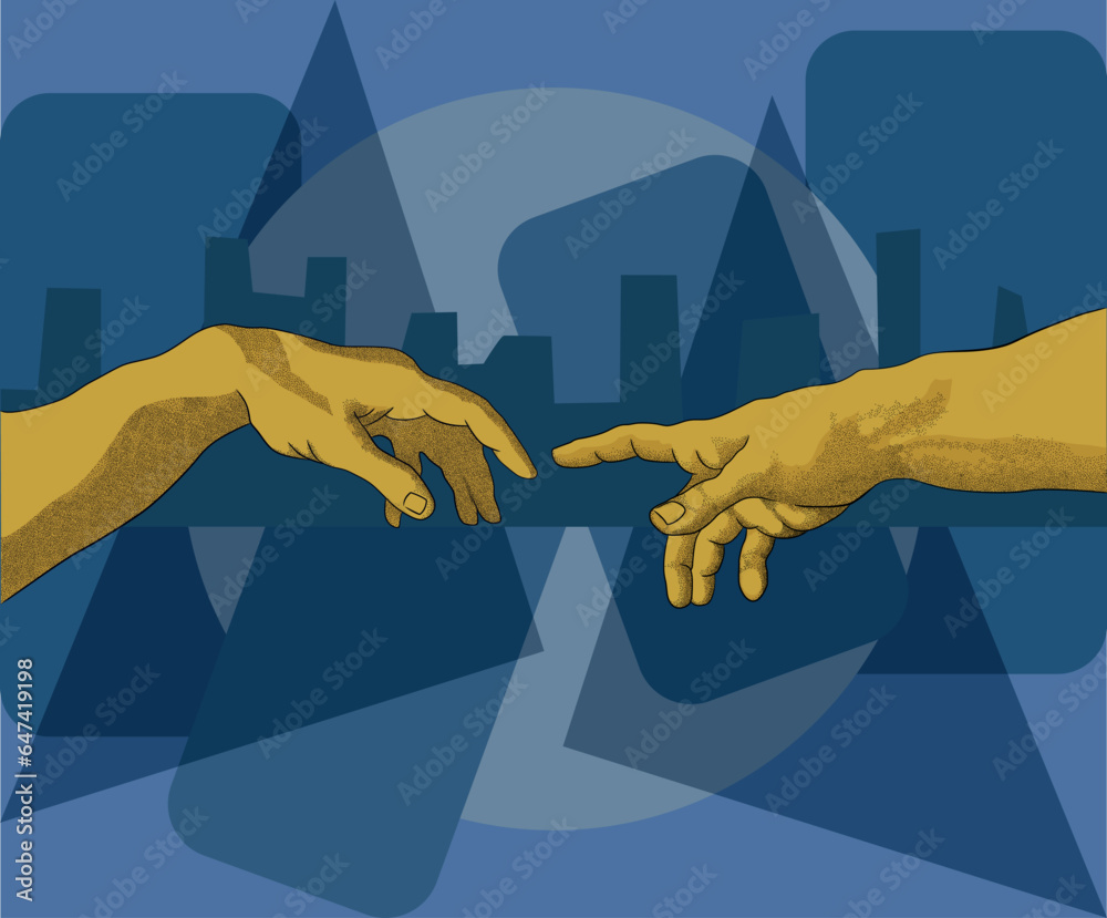 Hand of God, illustration of God creating Adam, inspired by ...