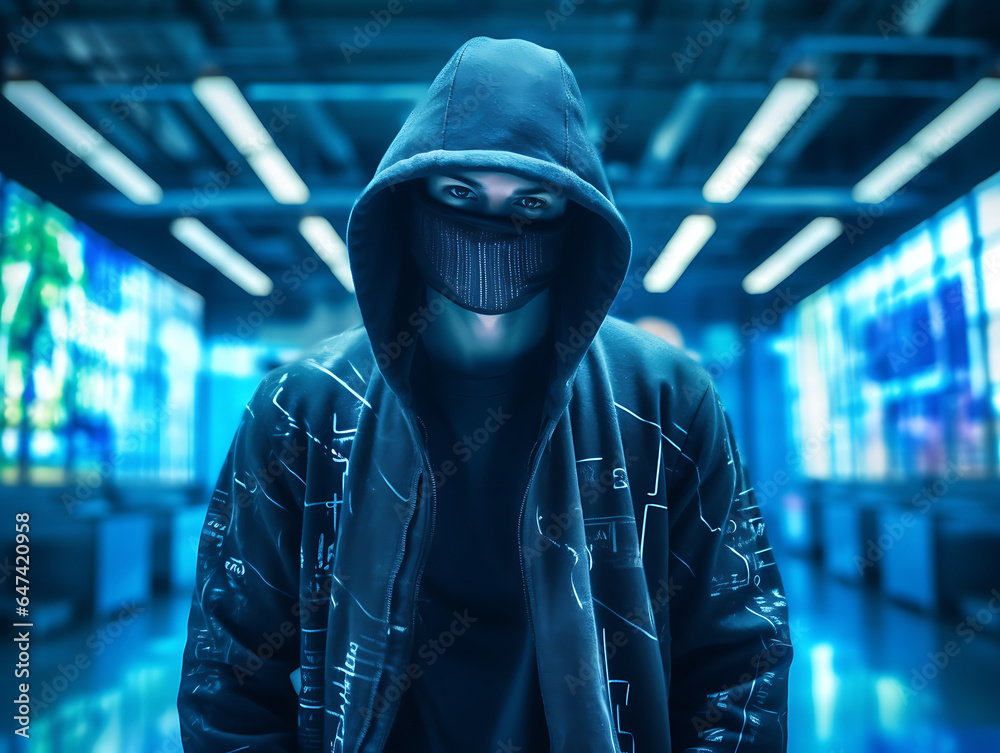 Cyberpunk Stealth Hacker. A stealthy hacker infiltrating a secure ...