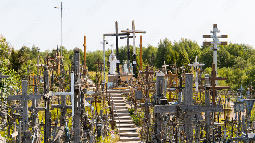 Hill of Crosses (Kryziu Kalnas), thousands of memorial crosses, a ...