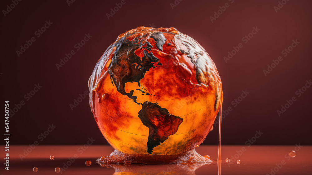 Melting earth portraying climate change, global warming, and intense ...