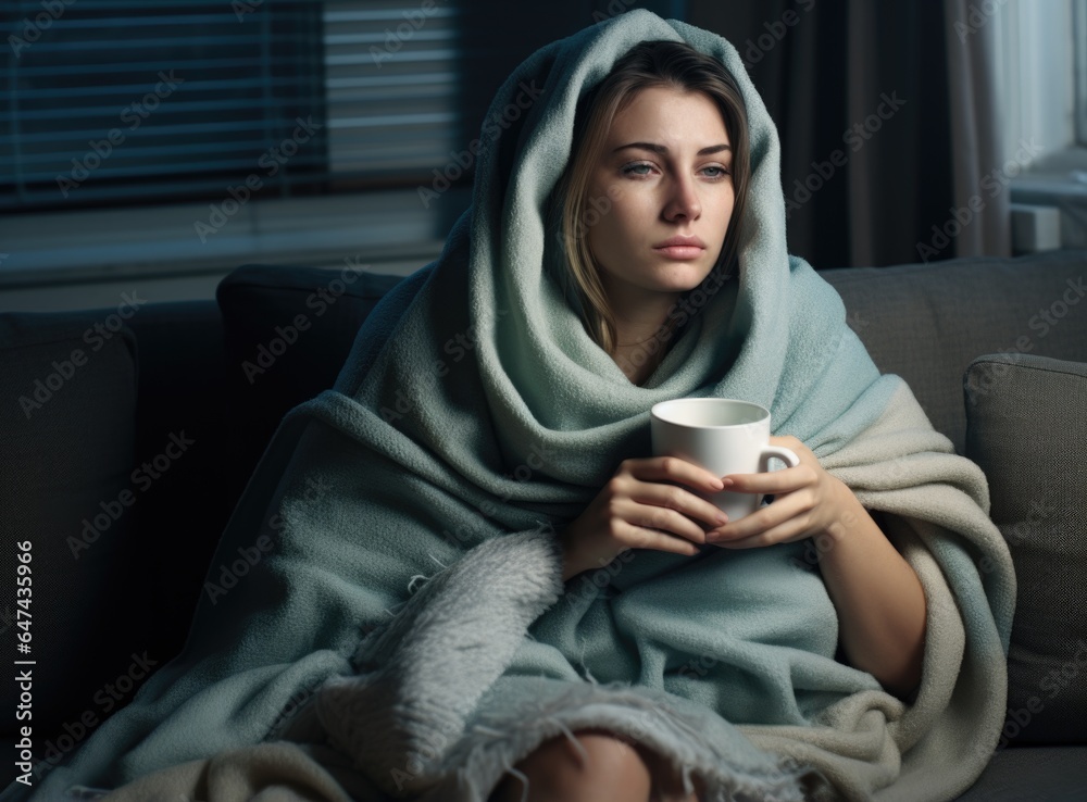 The ill person feels sick, has a cold, a virus. fever, runny nose, sore ...