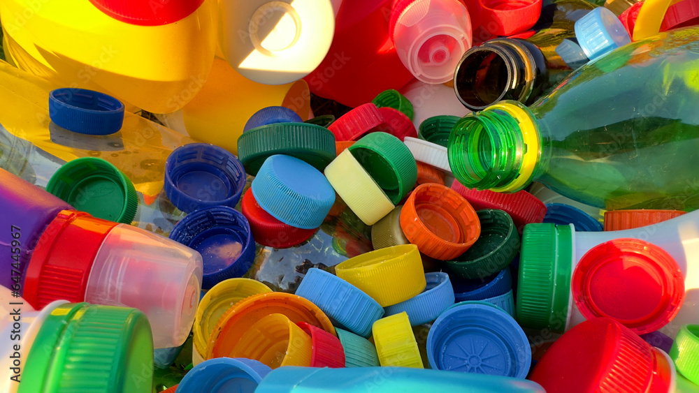 Recycling Plastic Bottle Caps. Plastic Material is Recyclable. Remove ...