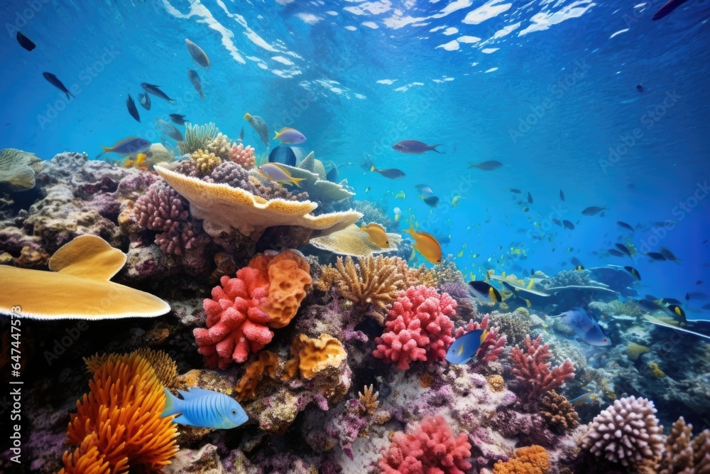 A closeup of coral reefs undersea ecosystems that act as carbon sinks ...