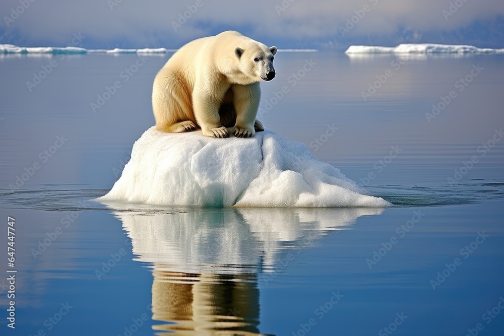A polar bear stranded on a small ice floe a poignant symbol of the ...