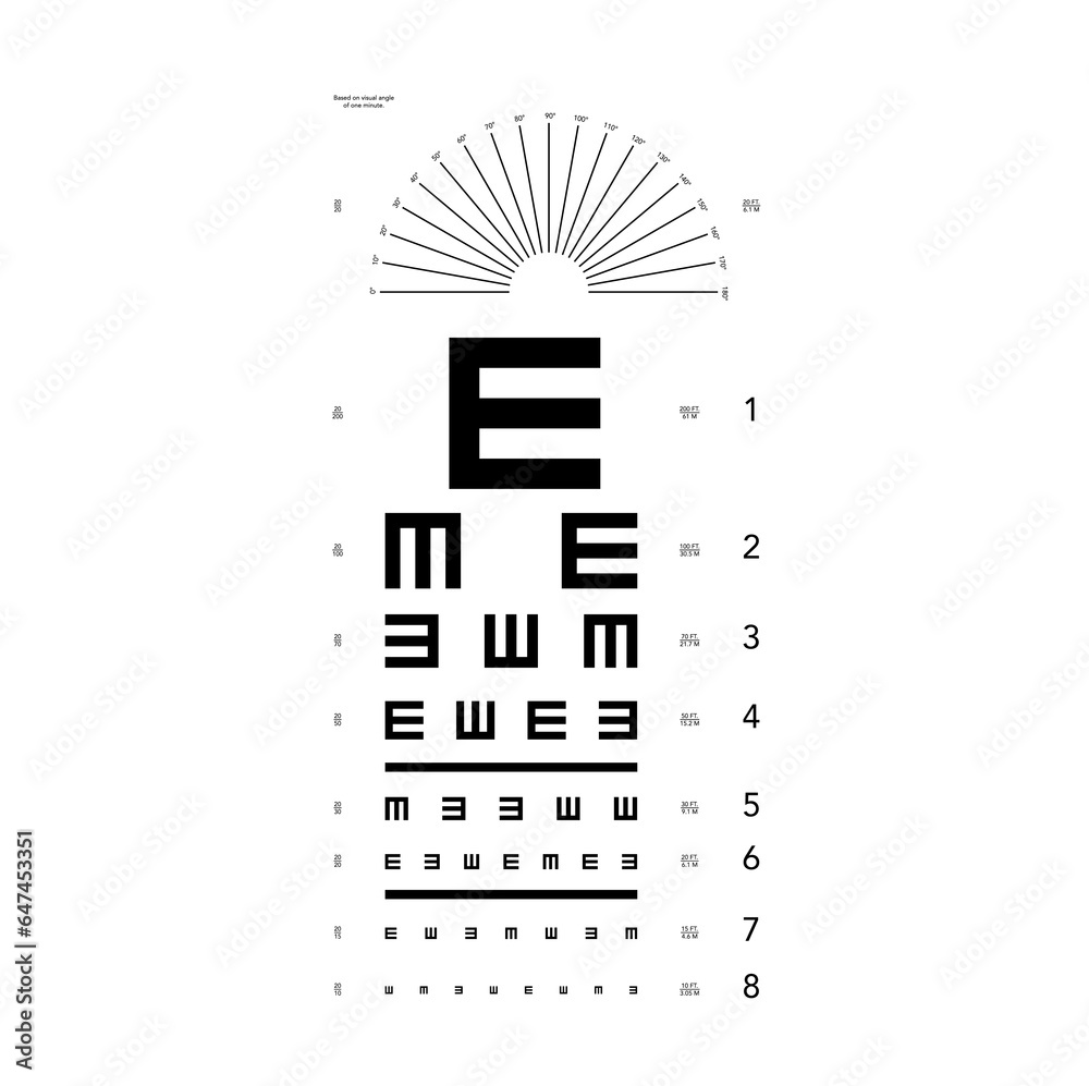 E chart Eye Test Chart tumbling and astigmatism test grid medical ...