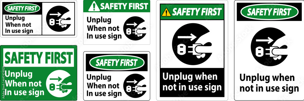 Safety First Unplug When Not In Use Symbol Sign Stock Vector | Adobe Stock