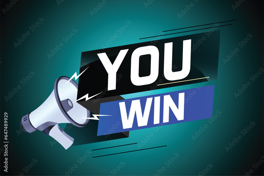 You win word concept vector illustration with megaphone and 3d style ...