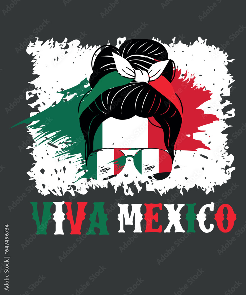 Viva Mexico messy bun, Pride Independence Day 2023 Mexican Flag Shirt ...