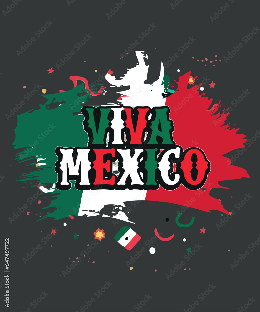 Viva Mexico flag pride Shirt design vector, Mexico Independence Day ...