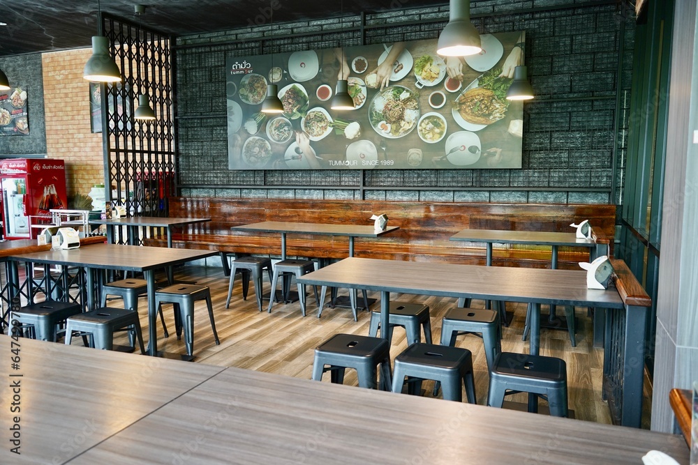 Buriram Thailand , 20 September 2023 , A food table space interior ...