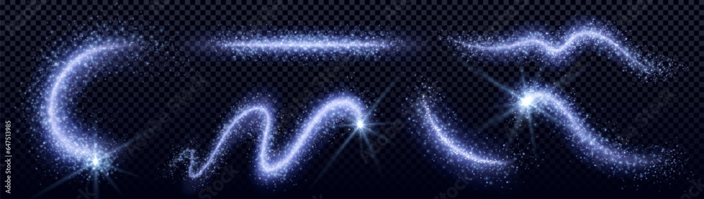 White magic energy swirls isolated on transparent background. Vector ...