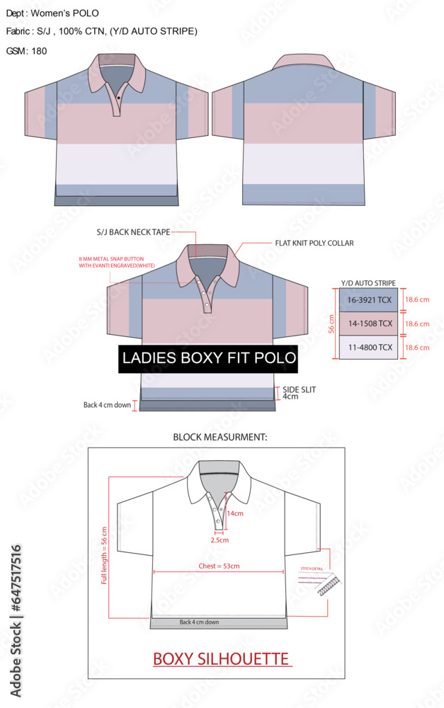 ladies boxy fit polo Stock Vector | Adobe Stock