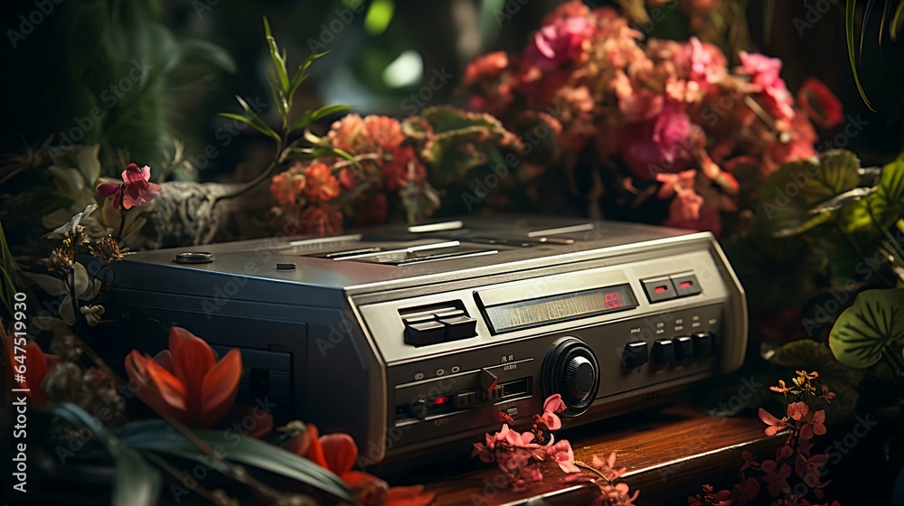 Old stylish vintage retro cassette video recorder poster from 80s 90s ...