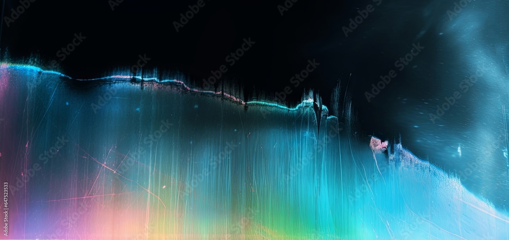 Scratched overlay. Damaged laptop screen. Blue weathered faded glass ...