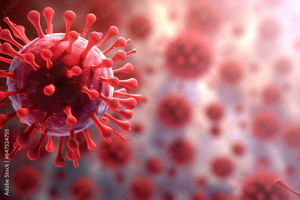 3D Illustration Close-up of a SARS coronavirus cell affecting people ...