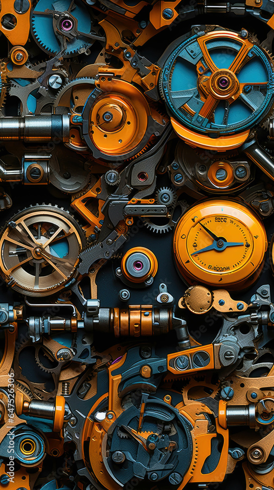intricate mechanical world, picture full of micro mechanical elements ...