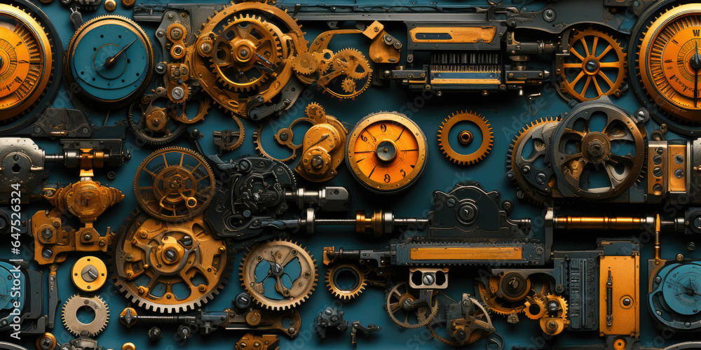 intricate mechanical world, picture full of micro mechanical elements ...