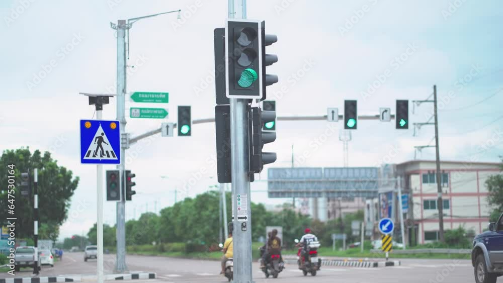 An Traffic lights and city crossings for safety, traffic intersection ...