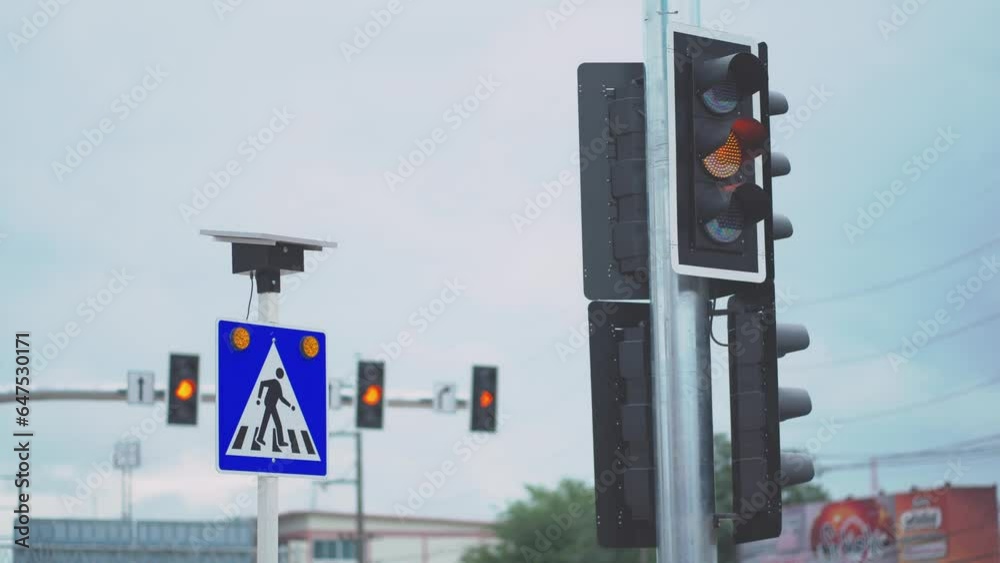 An Traffic lights and city crossings for safety, traffic intersection ...