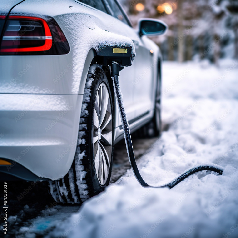 Frozen EV charger for electric vehicles. Created using generative AI ...