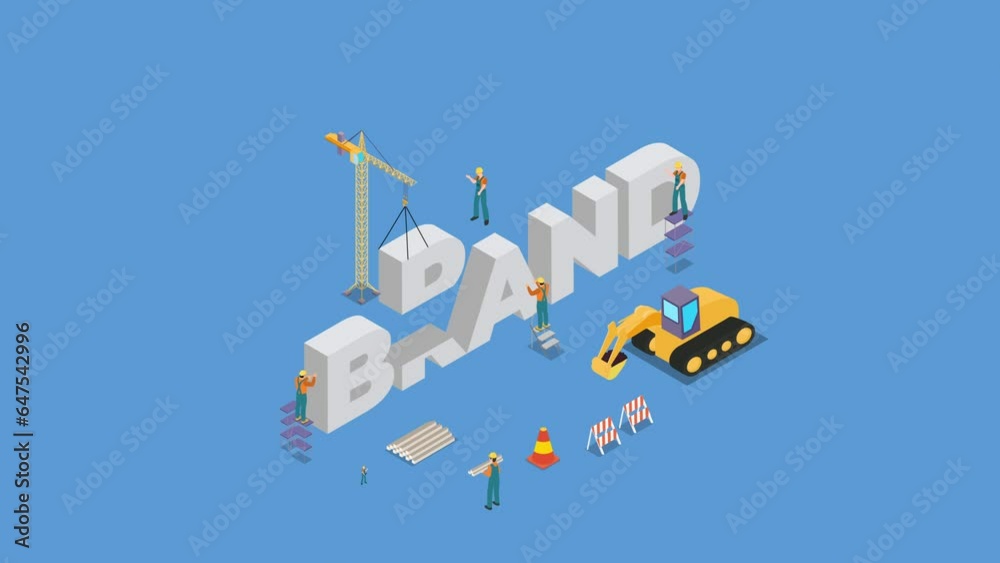 Construction site vehicles and workers building BRAND Construction site ...