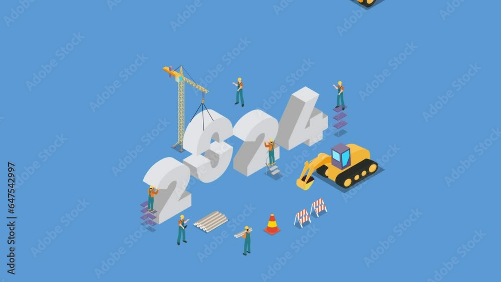 People works as a to prepare to welcome the new year 2024 3d isometric ...