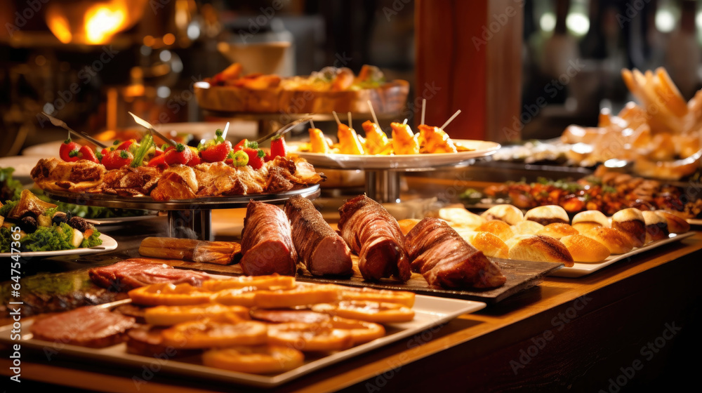 Buffet Dinner, Open Buffet with a very delicious varieties of barbecue ...