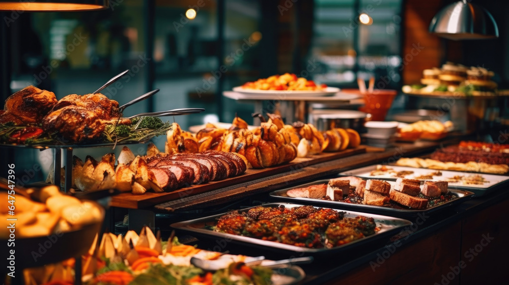 Buffet Dinner, Open Buffet with a very delicious varieties of barbecue ...