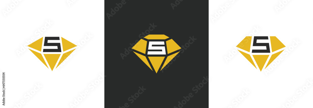 initial Letter S Diamond Logo Concept symbol icon sign Element Design ...