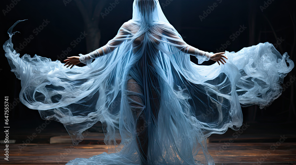 Ethereal Specter: A Translucent Female Apparition Stock Illustration ...