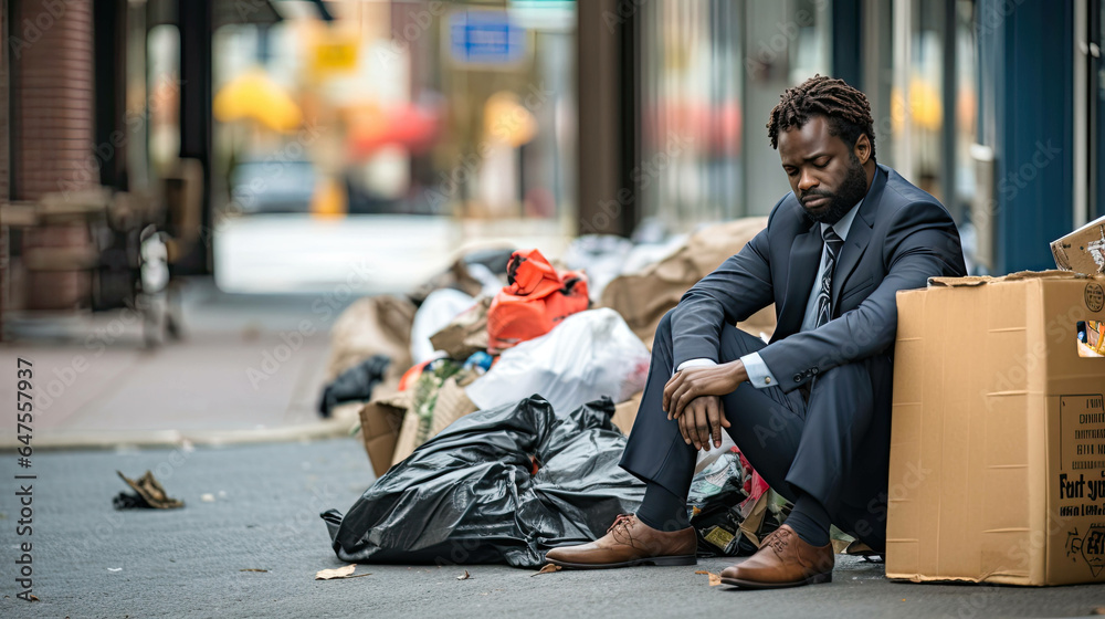 a poignant depiction of despair: a sorrowful individual seated on a ...