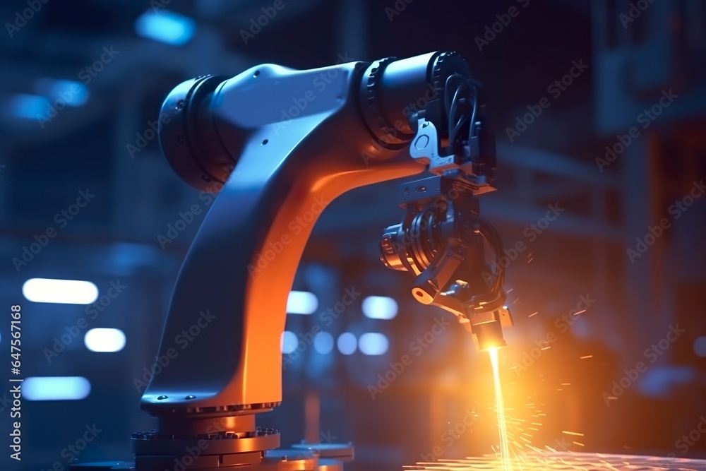 Arm robot working with Screen monitor control industrial machine robot ...