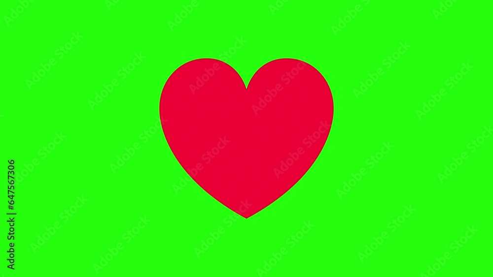 cute red heart beating pulsing green screen animation 4k loop Stock ...