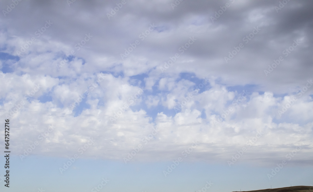 Overcast sky with dark clouds. Dark sky before a thunder-storm. The ...