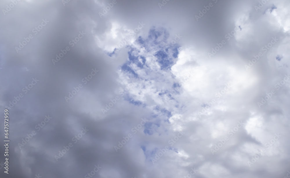 Overcast sky with dark clouds. Dark sky before a thunder-storm. The ...