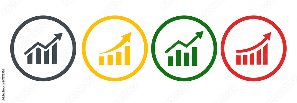 Growing graph set. Business chart with arrow. Growths chart collection ...