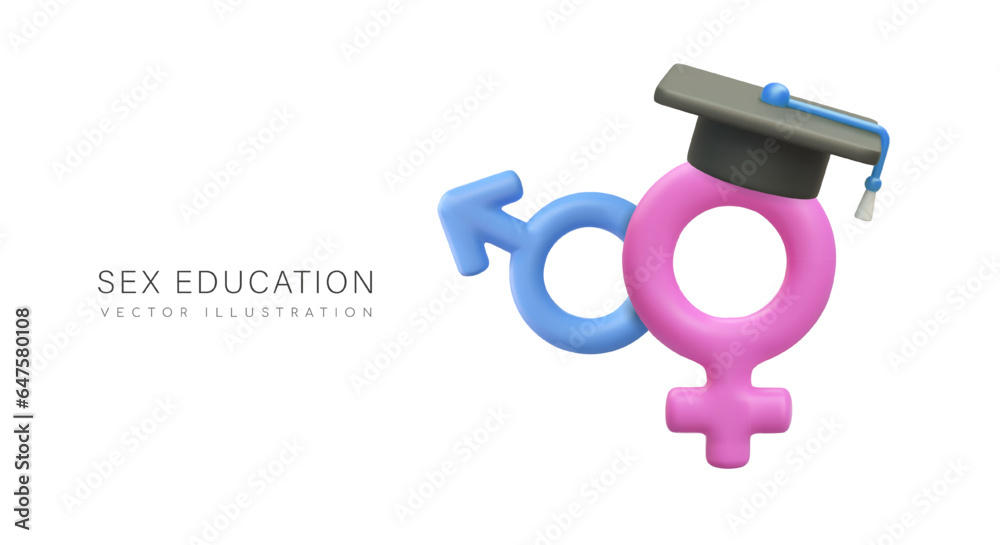 Lessons of sexual education. Male and female gender symbol in ...