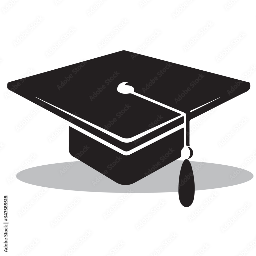 Vetor de Graduation cap Silhouette, cute Graduation cap Vector ...