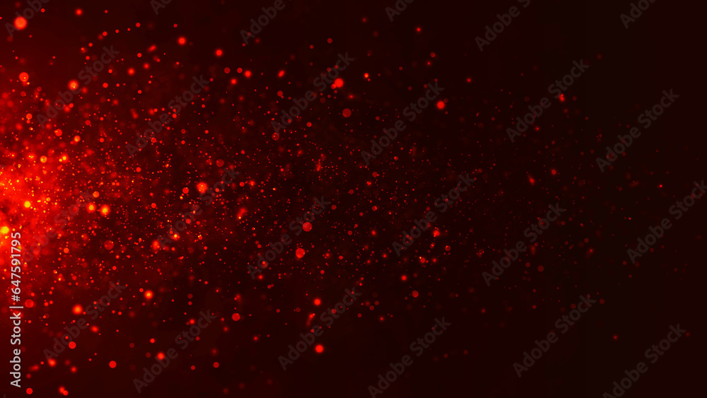 Colorful animation of bright particles flying horizontally. Dynamic ...