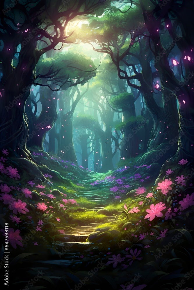 Discover the allure of a winding road in a fairy tale forest, where the ...