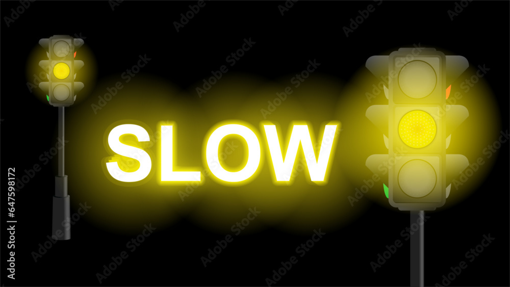 Traffic lights with yellow lamp on. Glowing yellow traffic light with ...