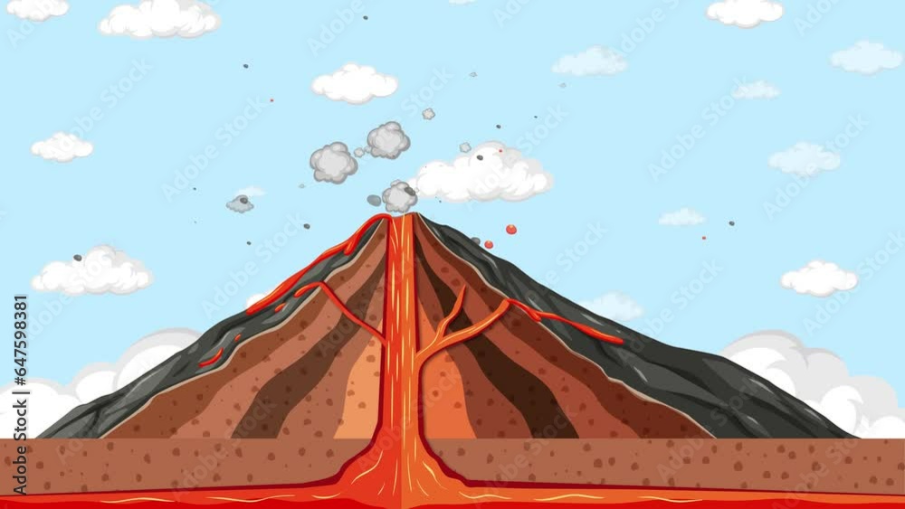 Infographic animation showcasing the structure of a volcano during an ...
